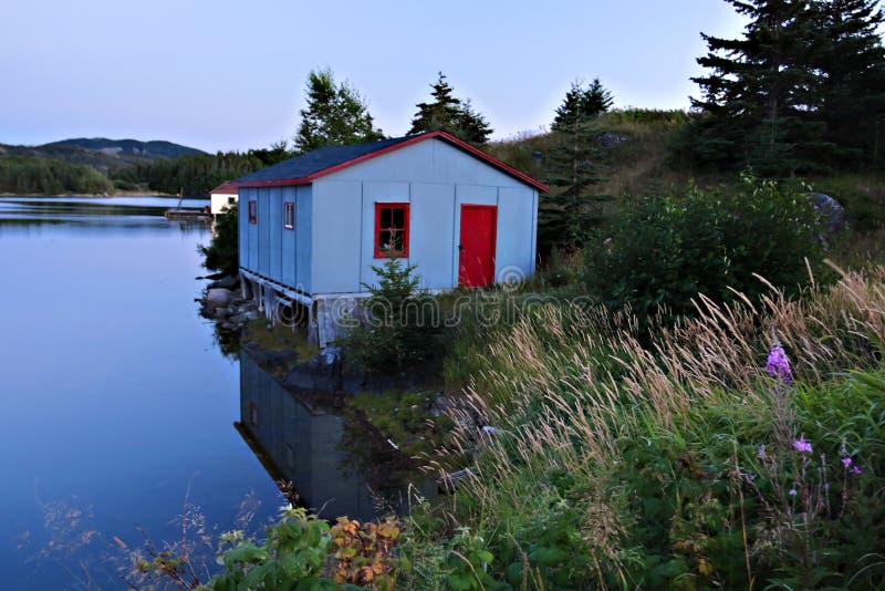 Red fishing shack stock image. Image of america, states - 35900909