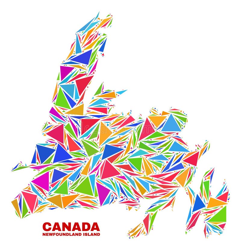 Newfoundland Island Map - Mosaic of Color Triangles Stock Vector ...