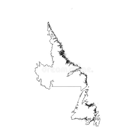 Newfoundland and Labrador Outline Map Stock Illustration - Illustration of boundaries ...