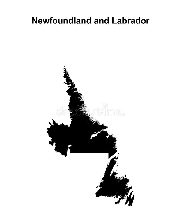 Newfoundland and Labrador Outline Map Stock Illustration - Illustration ...