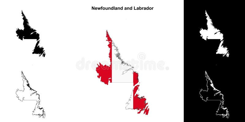 Newfoundland and Labrador Outline Map Stock Vector - Illustration of ...