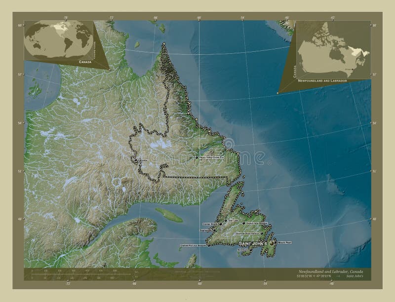 Newfoundland and Labrador, Canada. Wiki. Labelled Points of Cities ...