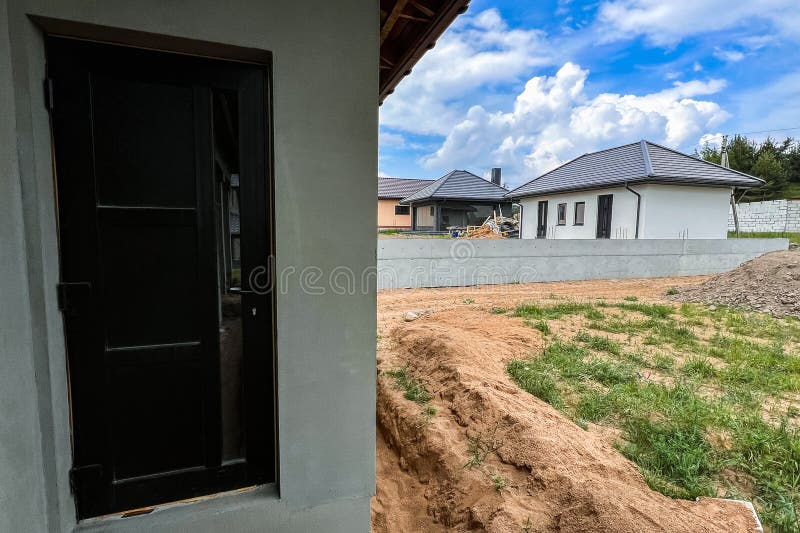 Newly Built House with a Finished Plaster. Stock Photo - Image of ...