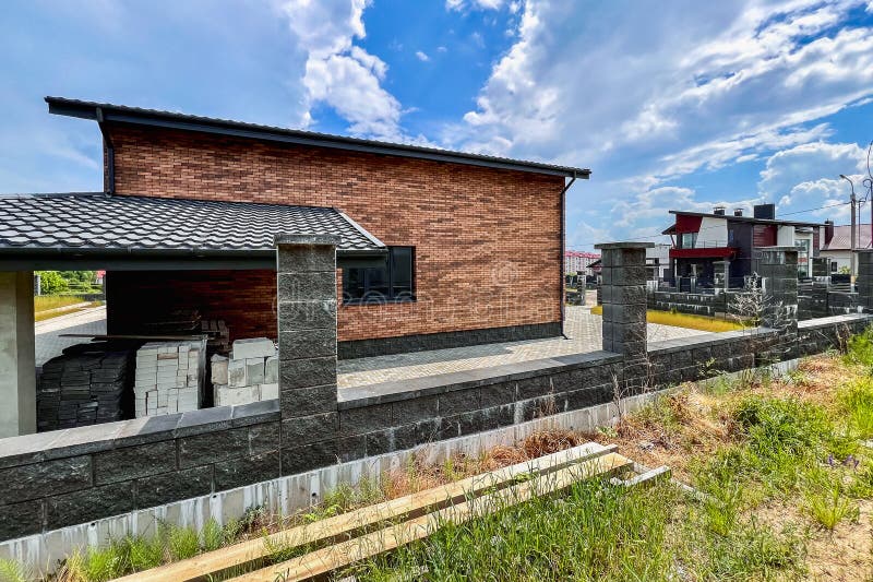 Newly Built House with a Finished Plaster. Stock Image - Image of coat ...