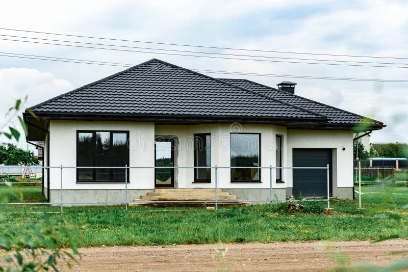 Newly Built House with a Finished Plaster. Stock Image - Image of ...