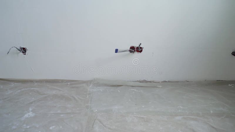 Newly Built Light Switch during Home Renovation on a Wall Under ...