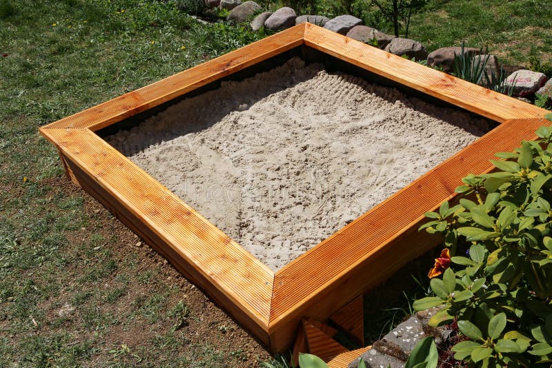 Newly Built Sandbox for Small Children in the Garden Stock Image ...