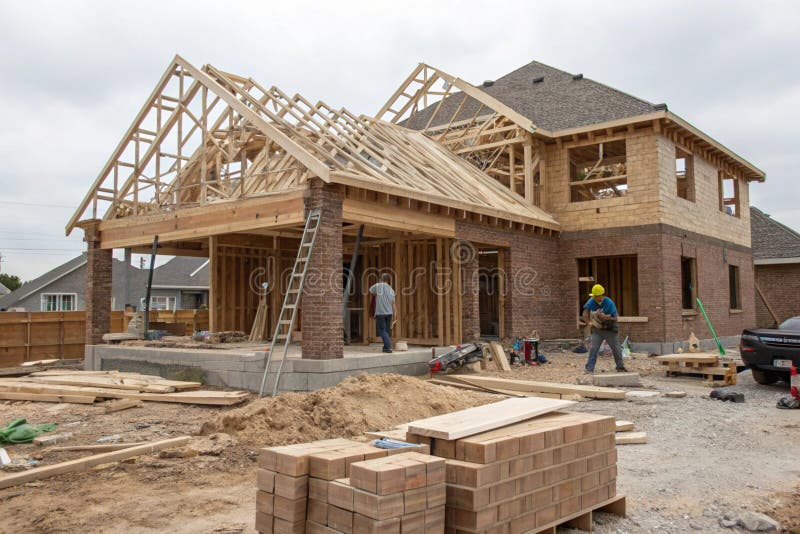 New House Under Construction Stock Illustration - Illustration of ...
