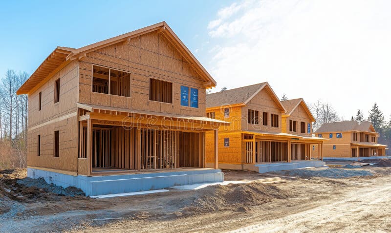 Newly Constructed Residential Homes Under Development Suburban Area ...