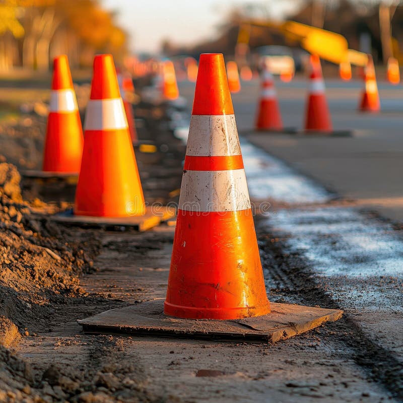 Newly Constructed Road with Traffic Cones and Barriers Indicating ...