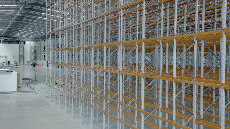 Newly Constructed Warehouse Interior Racking System Flythrough Stock ...