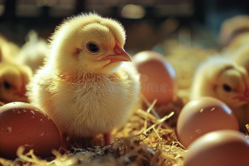 Newly Hatched Baby Chicks in a Farm Stock Illustration - Illustration ...
