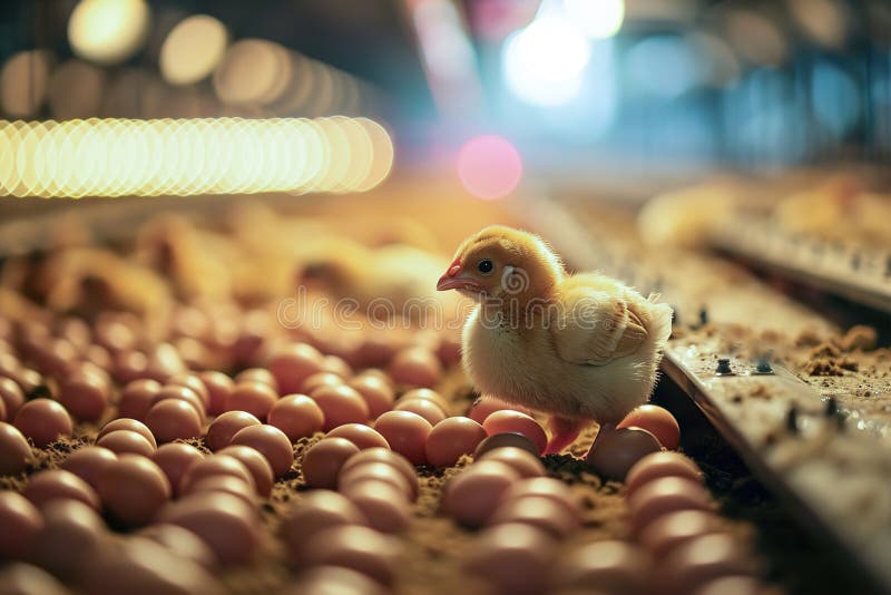 Newly Hatched Baby Chicks in a Farm Stock Illustration - Illustration ...