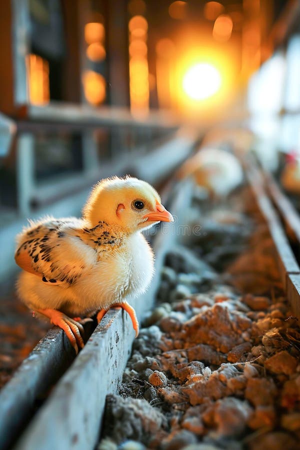 Newly Hatched Baby Chicks in a Farm Stock Illustration - Illustration ...