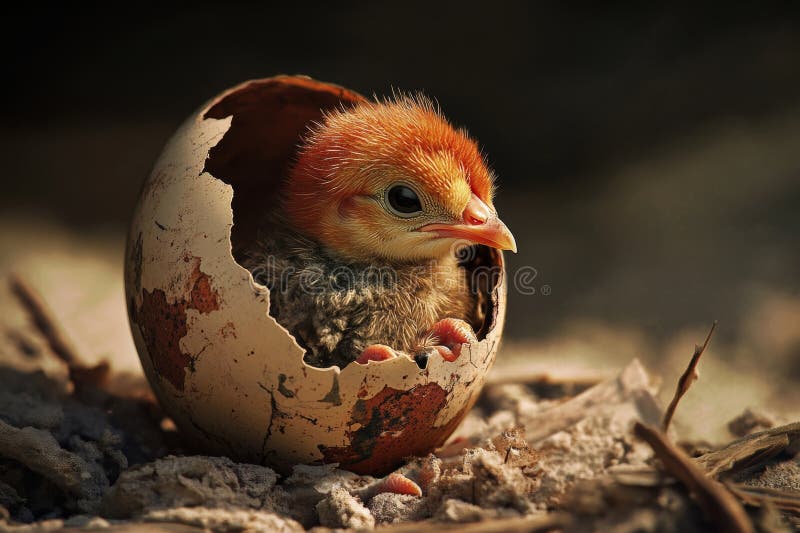 A Newly Hatched Chick Emerging from Its Egg in a Natural Setting on a ...