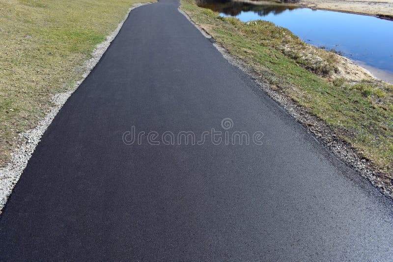 Newly Laid Asphalt Bitumen Path Stock Photo - Image of lagoon, track ...