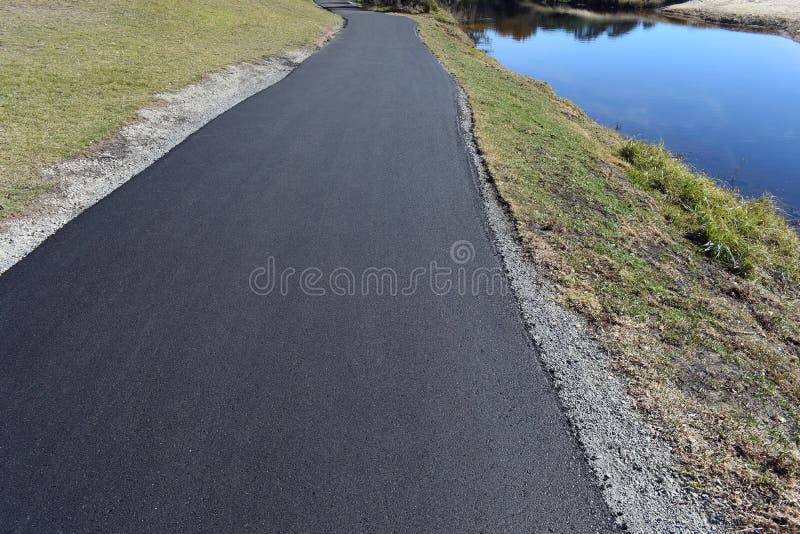 Newly Laid Asphalt Bitumen Path Stock Image - Image of newly, black ...