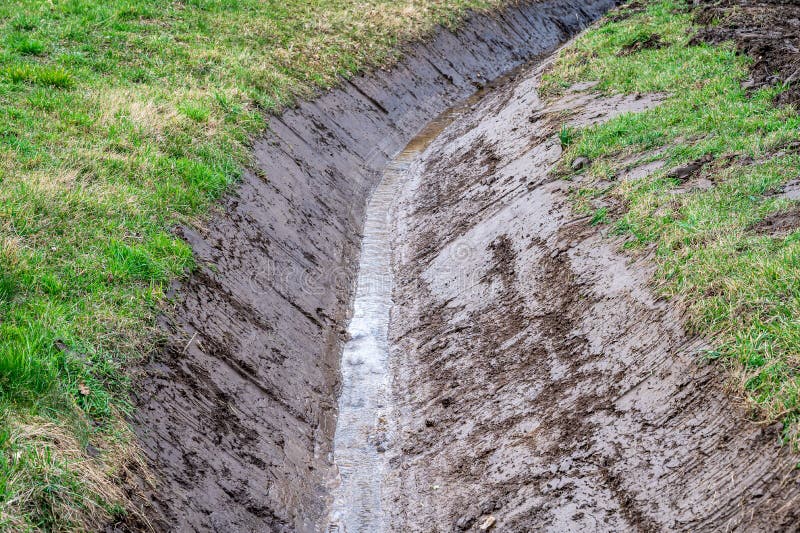 Newly Made Ditch for Irrigation of Fields Stock Photo - Image of civil ...