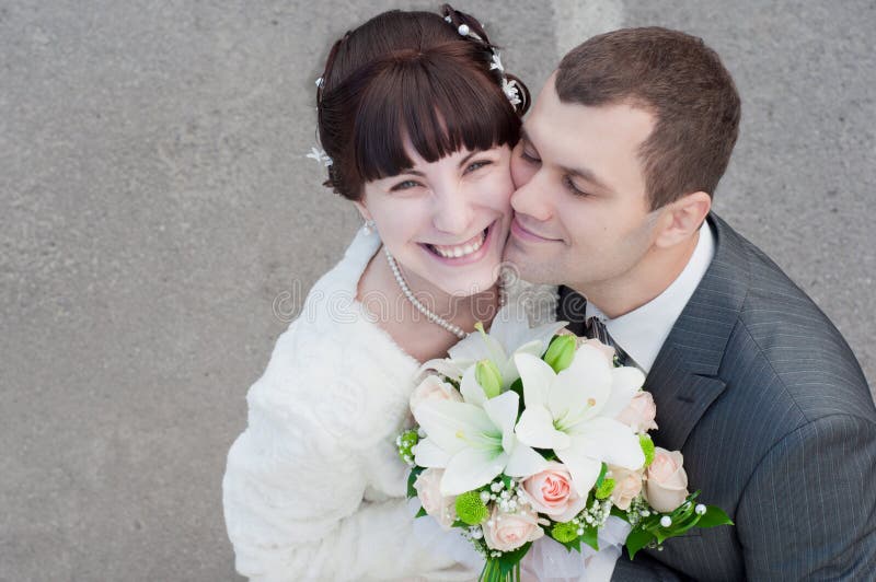 A newly-married couple stock photo. Image of bride, brunette - 22042204
