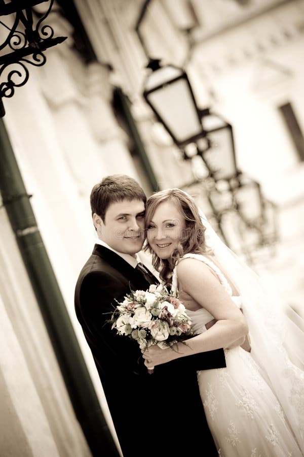 The newly-married couple stock photo. Image of flowers - 8513514