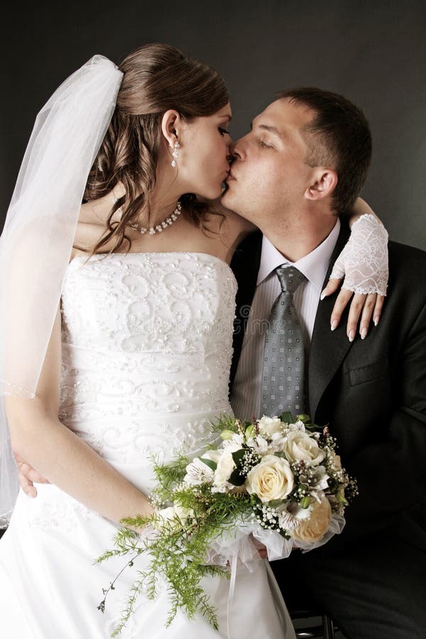 Newly Married Together in a Studio Stock Photo - Image of beauty, newly ...