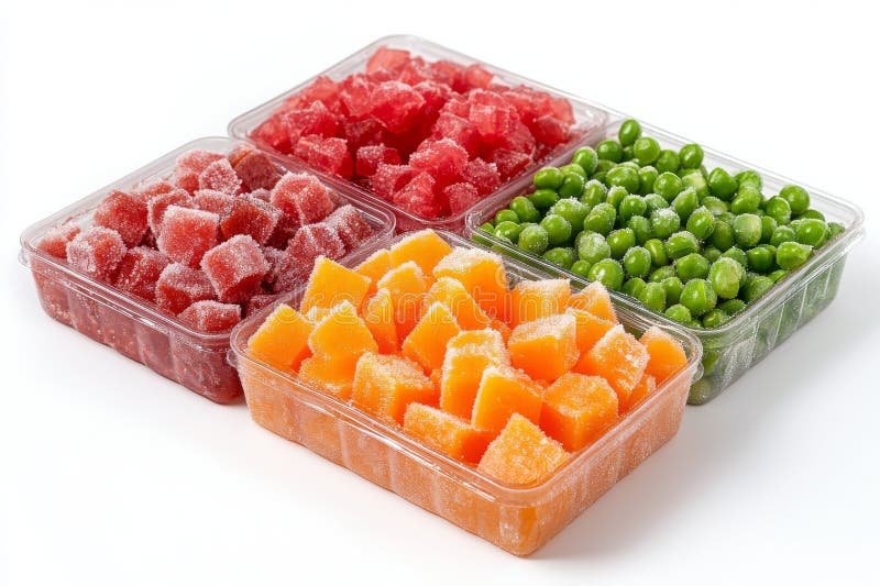 Newly Packaged Mixed Vegetables in Clear Containers for Meal ...
