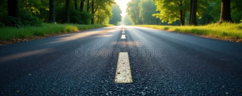 Newly Paved Asphalt Road, Smooth Black Surface, Fresh, Roadway Stock ...