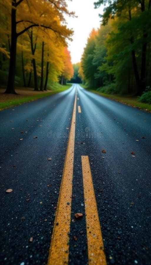 Newly Paved Black Asphalt Road, Smooth Surface, Line, Vehicle Stock ...