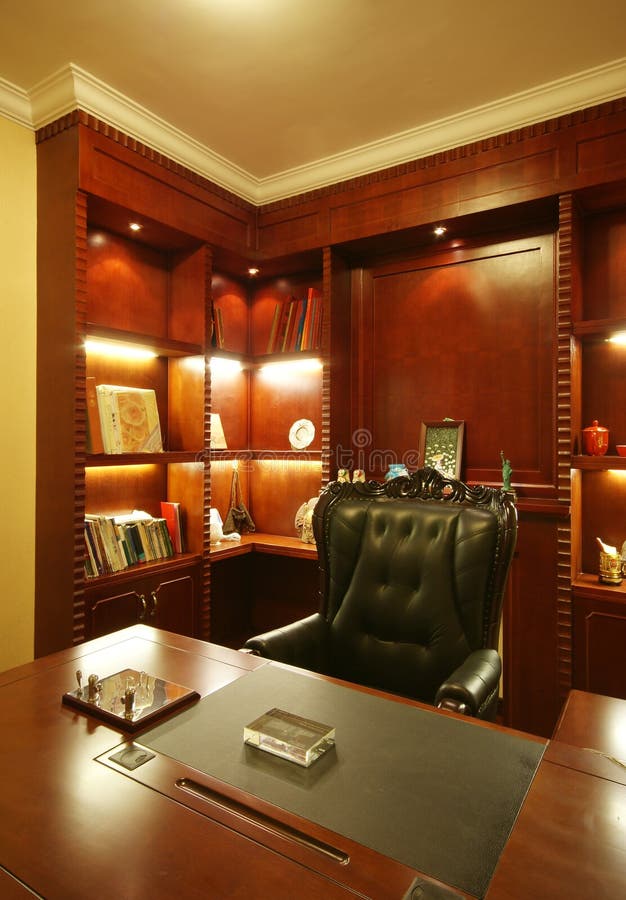 Luxury study room stock photo. Image of decoration, curtain - 12466352