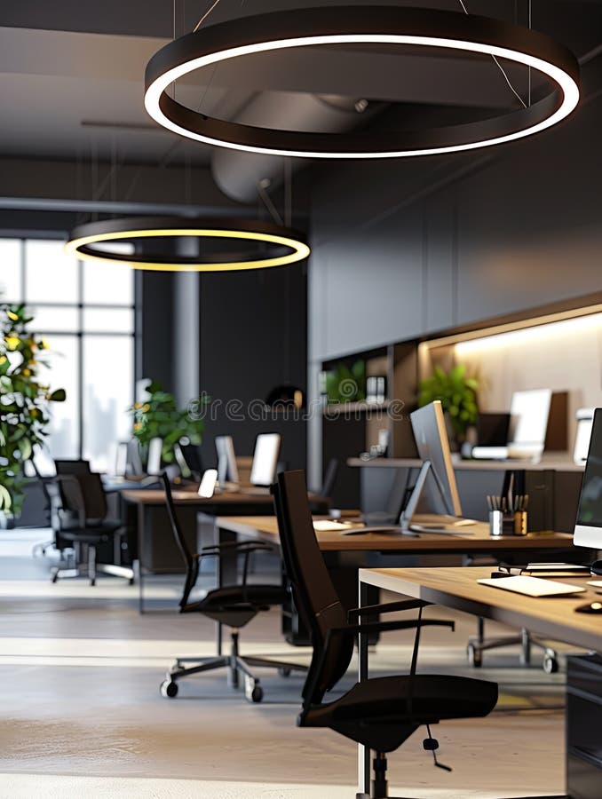 A Newly Renovated Office Space Features Modern Desks, Fresh Paint, and ...