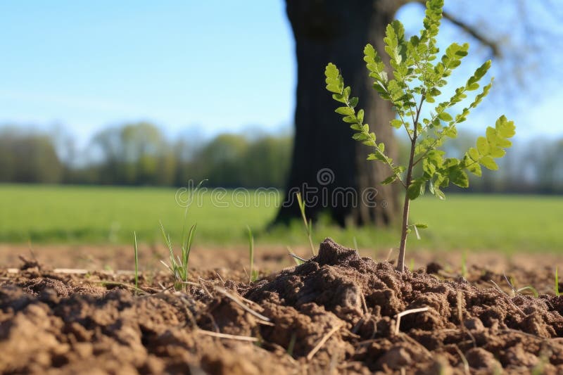 Newly Sprouting Tree Next To a Tall Grown Tree Stock Illustration ...