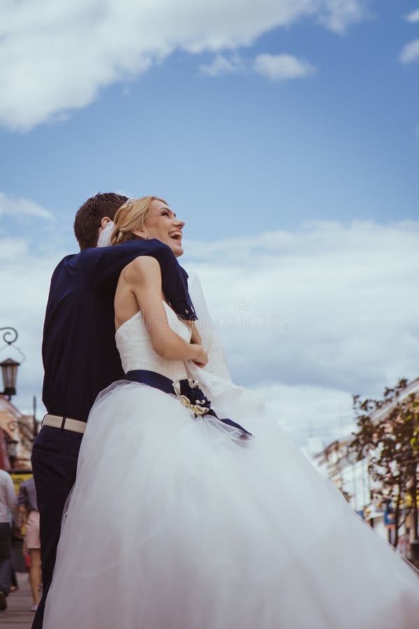 Newly Wed Couple Dancing Next To a Lake Stock Image - Image of groom ...