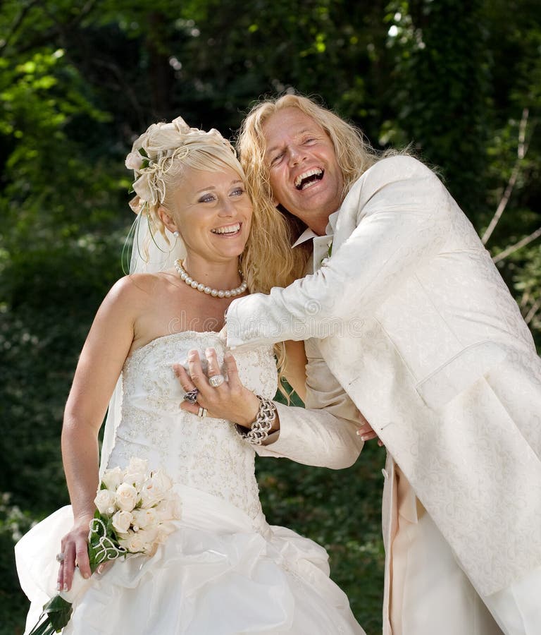 Newly Wedded Couple in the Park Stock Photo - Image of coiffure, bridal ...