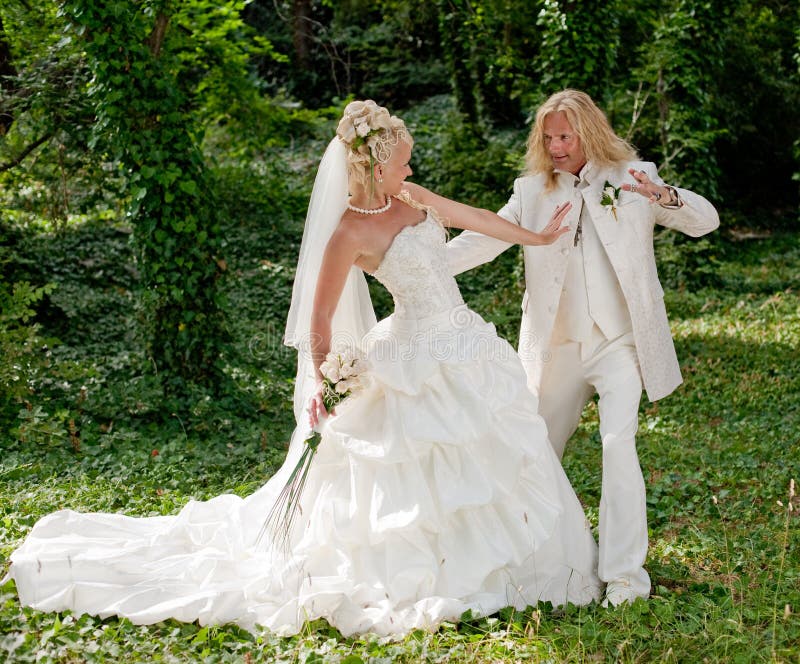 Newly Wedded Couple in the Park Stock Photo - Image of coiffure, bridal ...