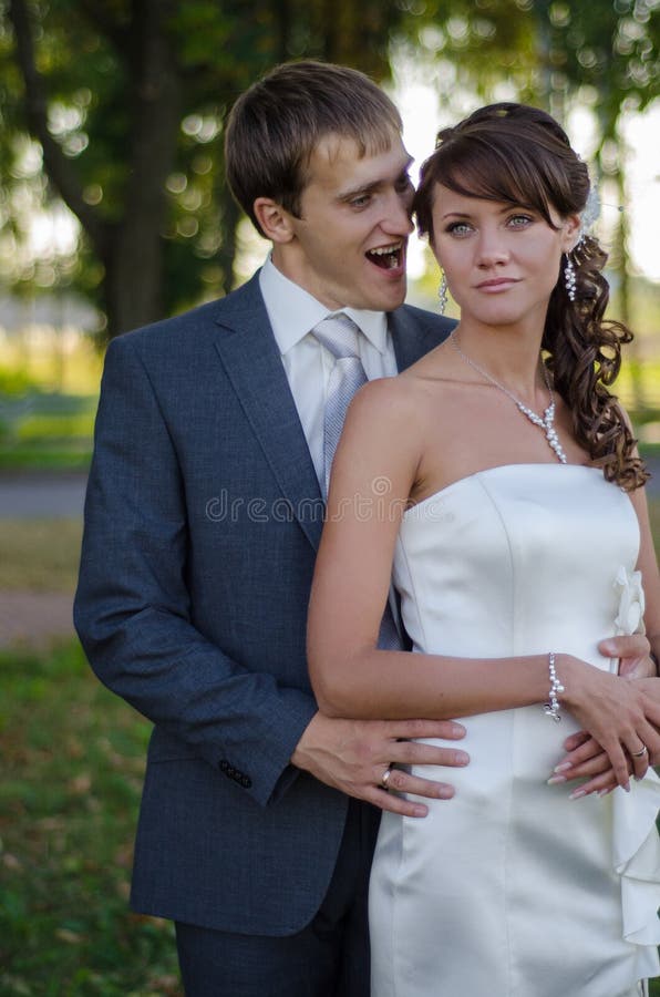Newlywed couple having fun stock photo. Image of emotion - 36947880