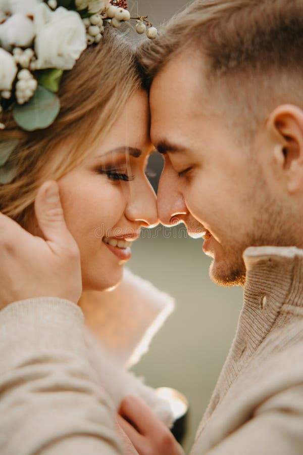 Newlyweds Stand and Embrace Stock Photo - Image of country, adult ...