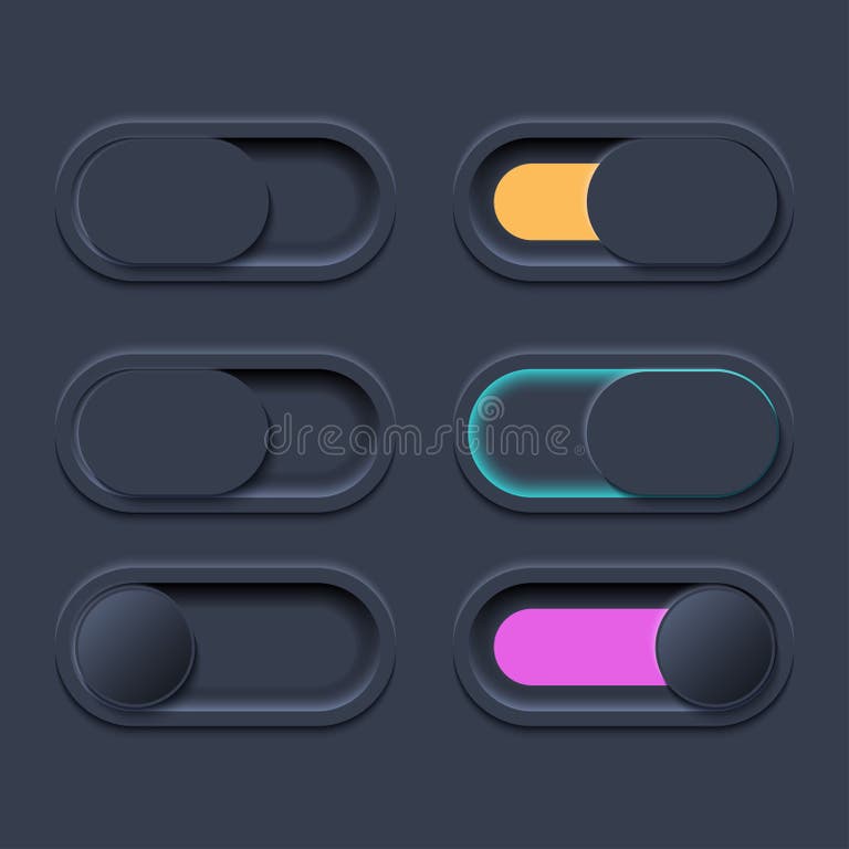 Newmorph UI Switch Dark Set Stock Vector - Illustration of progress ...
