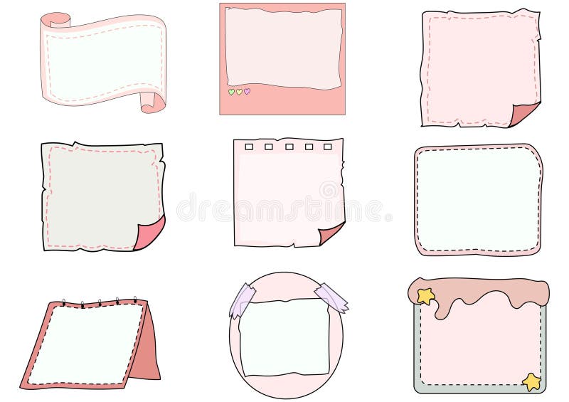 Paper Note Set.Blank Notes with Tape and Stickers Stock Vector ...