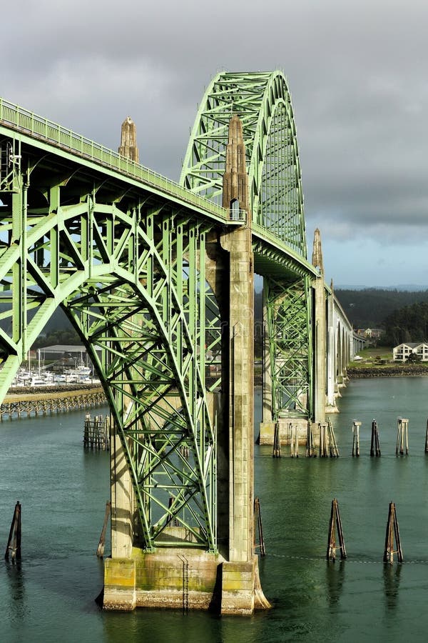 The Newport Oregon Bridge on a Foggy Morning. Stock Image - Image of ...
