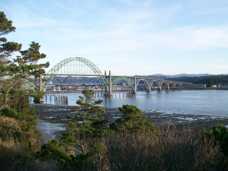 Newport Oregon Bridge Yaquina Bay Stock Image - Image of historical ...