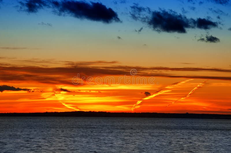 Newport Rhode Island Sunset Over Water Stock Image - Image of scenic ...