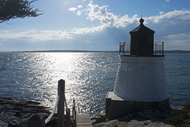 Newport`s Castle Hill Lighthouse -11 Stock Photo - Image of brick ...