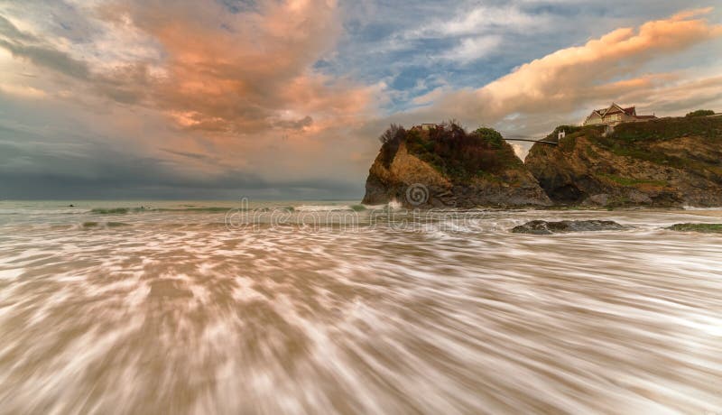 Newquay Suspension Bridge, Newquay, Cornwall, England, Stock Image ...
