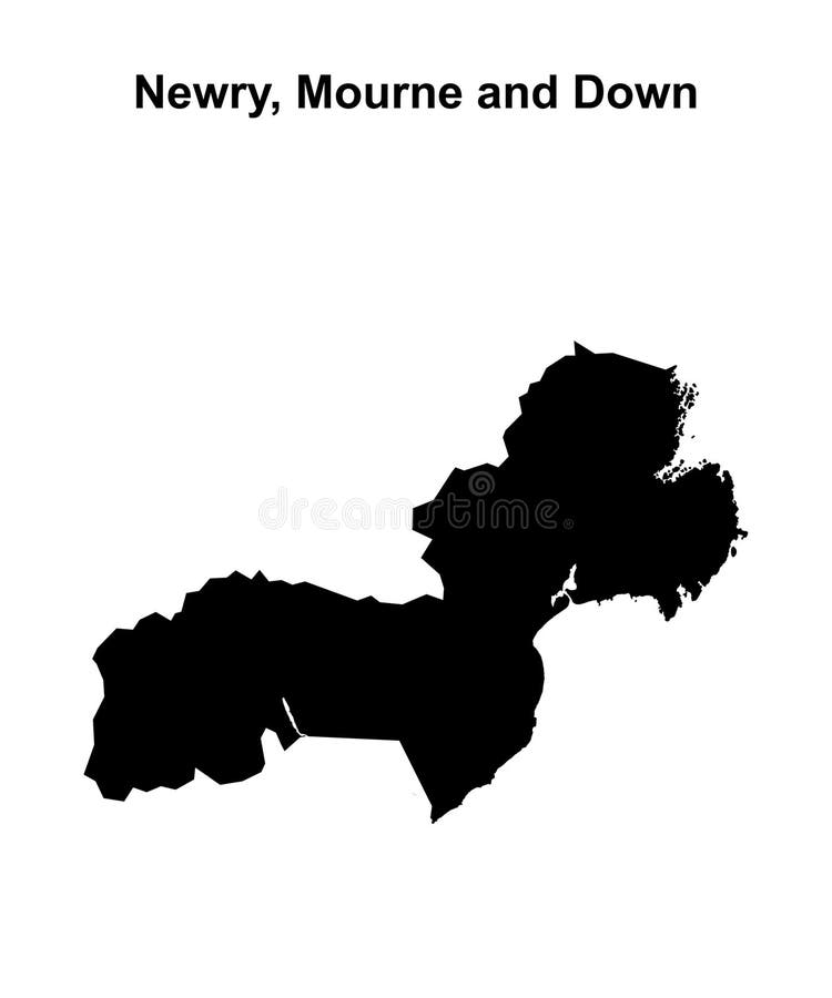 Newry, Mourne and Down Outline Map Stock Illustration - Illustration of ...
