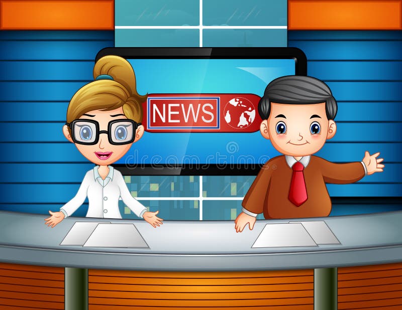 News anchor on television stock vector. Illustration of interview ...