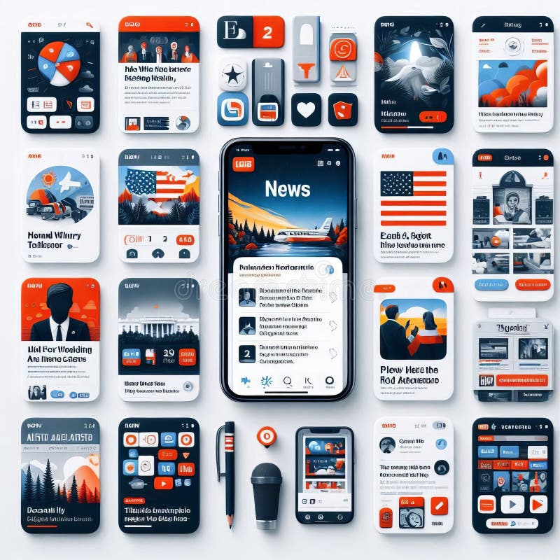 News App Interface with Headlines, Articles, and Category Tab Stock ...