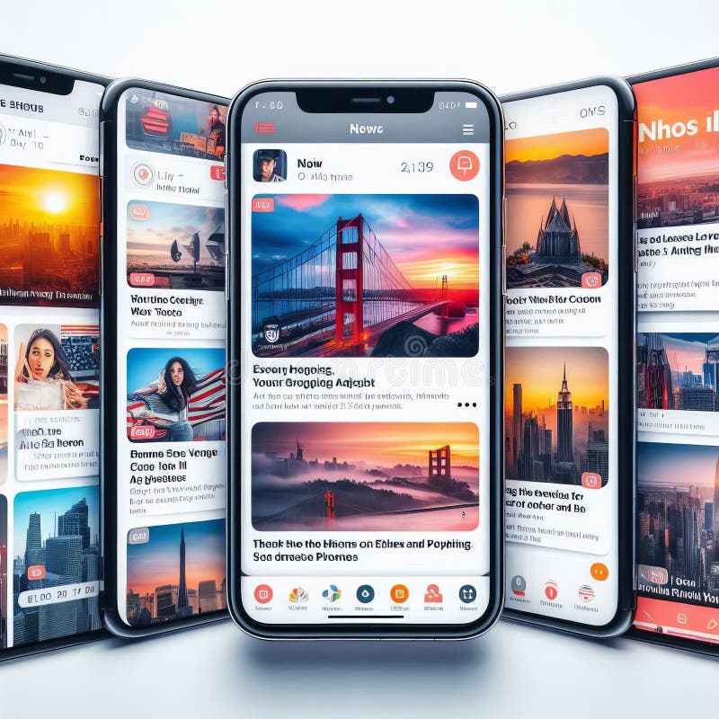 News App Interface with Headlines, Articles, and Category Tab Stock ...