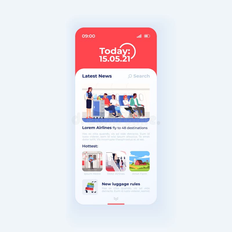 Daily News App Smartphone Interface Vector Template Stock Vector ...