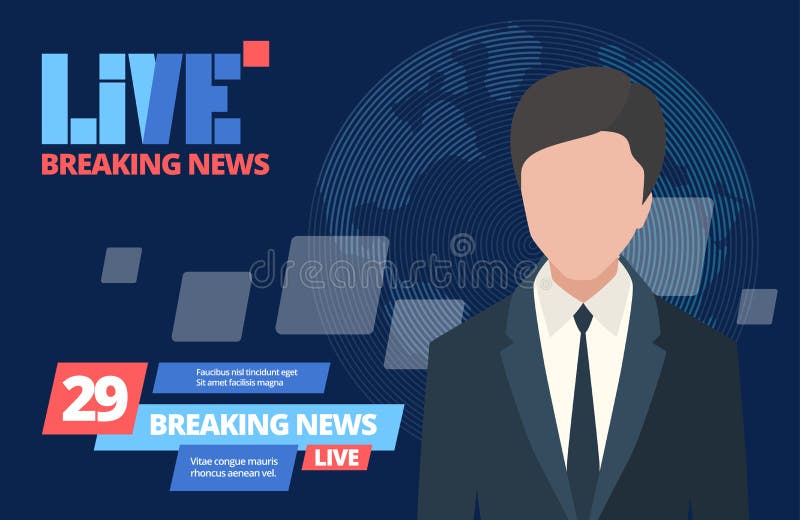 News Breaking Concept. Leading Newsreader News Program, daily Live Tv ...