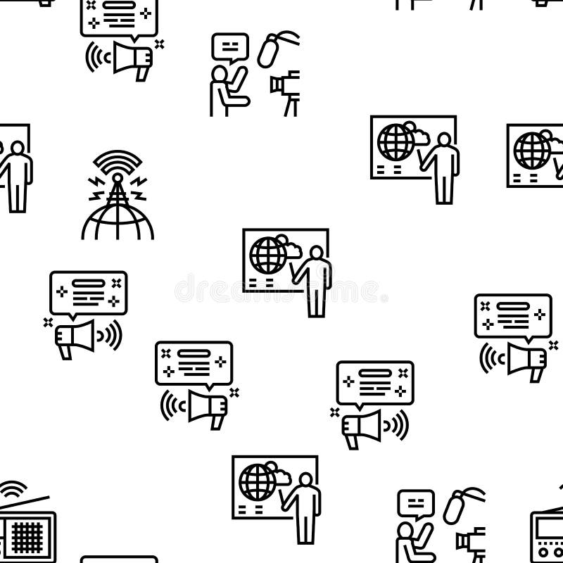 News Broadcasting Vector Seamless Pattern Stock Vector - Illustration ...